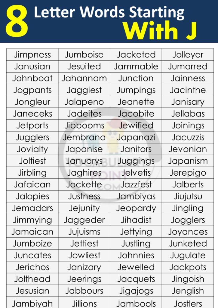 8 Letter Words Starting with J - Vocabulary Point