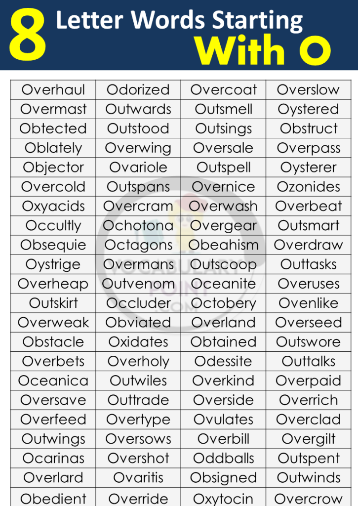 8 Letter Words Starting with O - Vocabulary Point