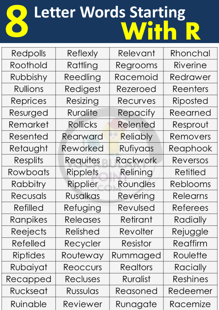 8 Letter Words Starting with R - Vocabulary Point