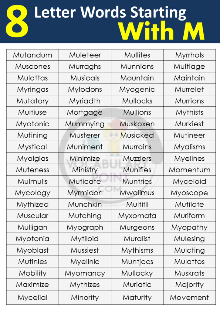 8 Letter Words Starting with M - Vocabulary Point