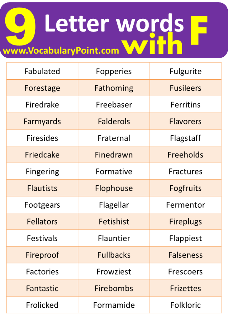 9 Letter Words Starting with F - Vocabulary Point