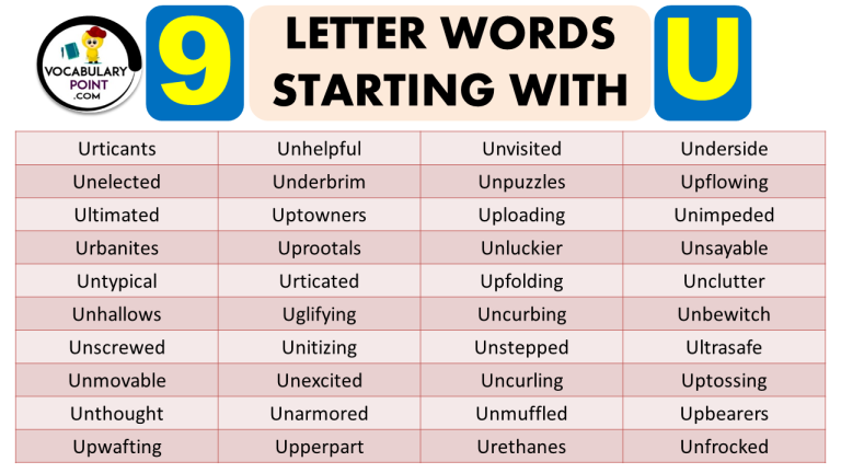9 Letter Words Starting with U - Vocabulary Point