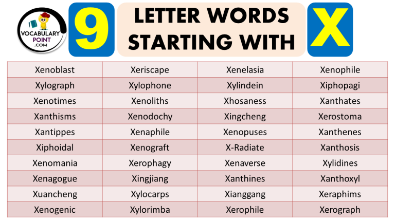 9 Letter Words Starting with X - Vocabulary Point