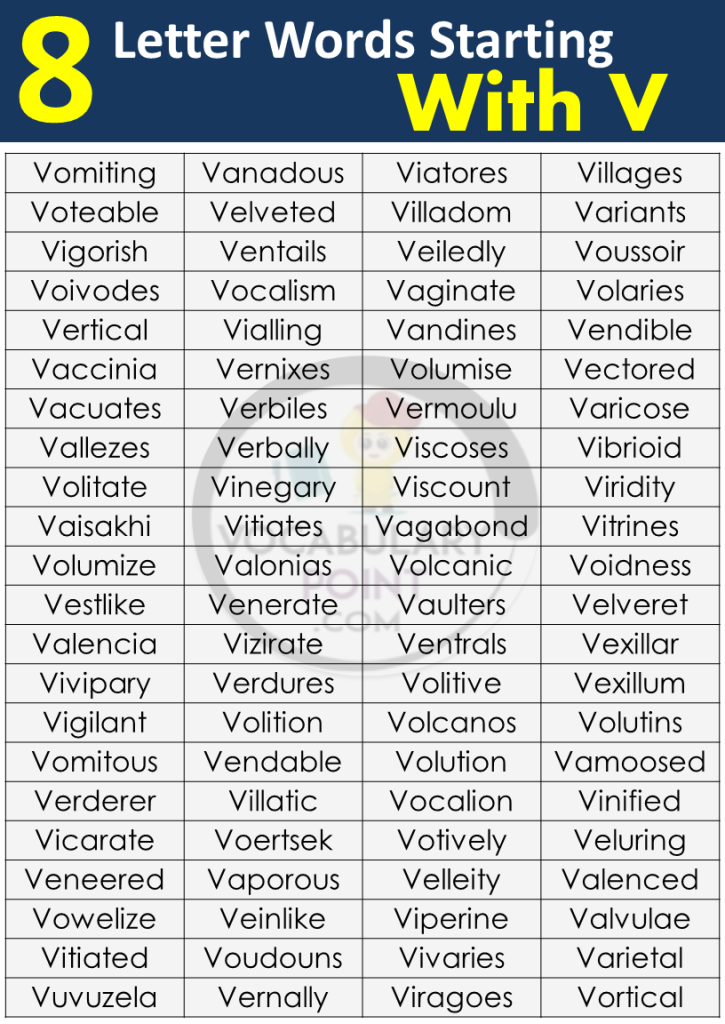 8 Letter Words Starting with V - Vocabulary Point