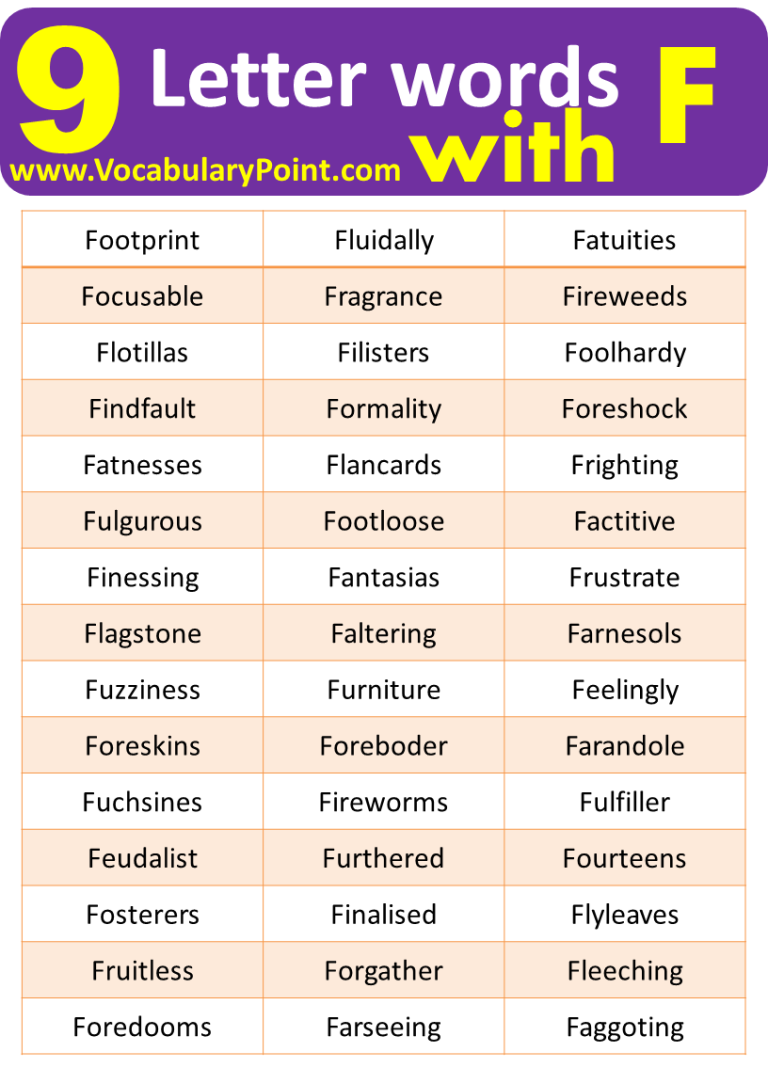 9 Letter Words Starting with F - Vocabulary Point