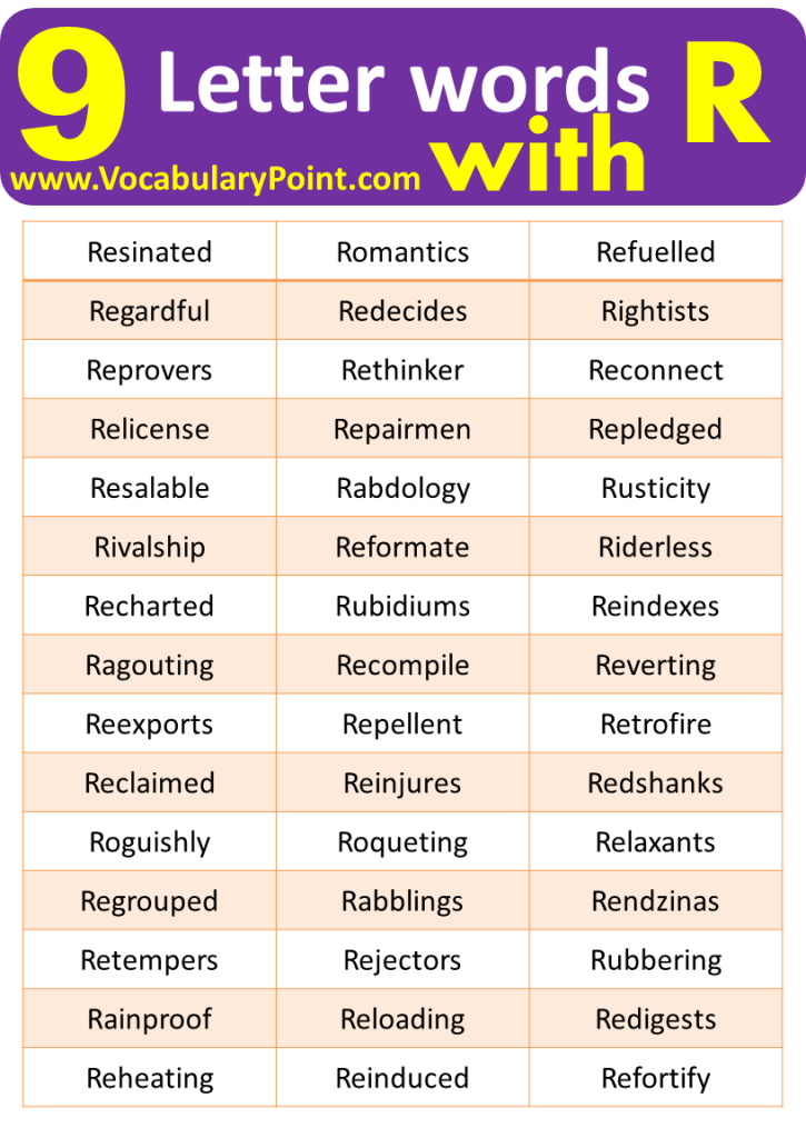 9 Letter Words Starting with R - Vocabulary Point
