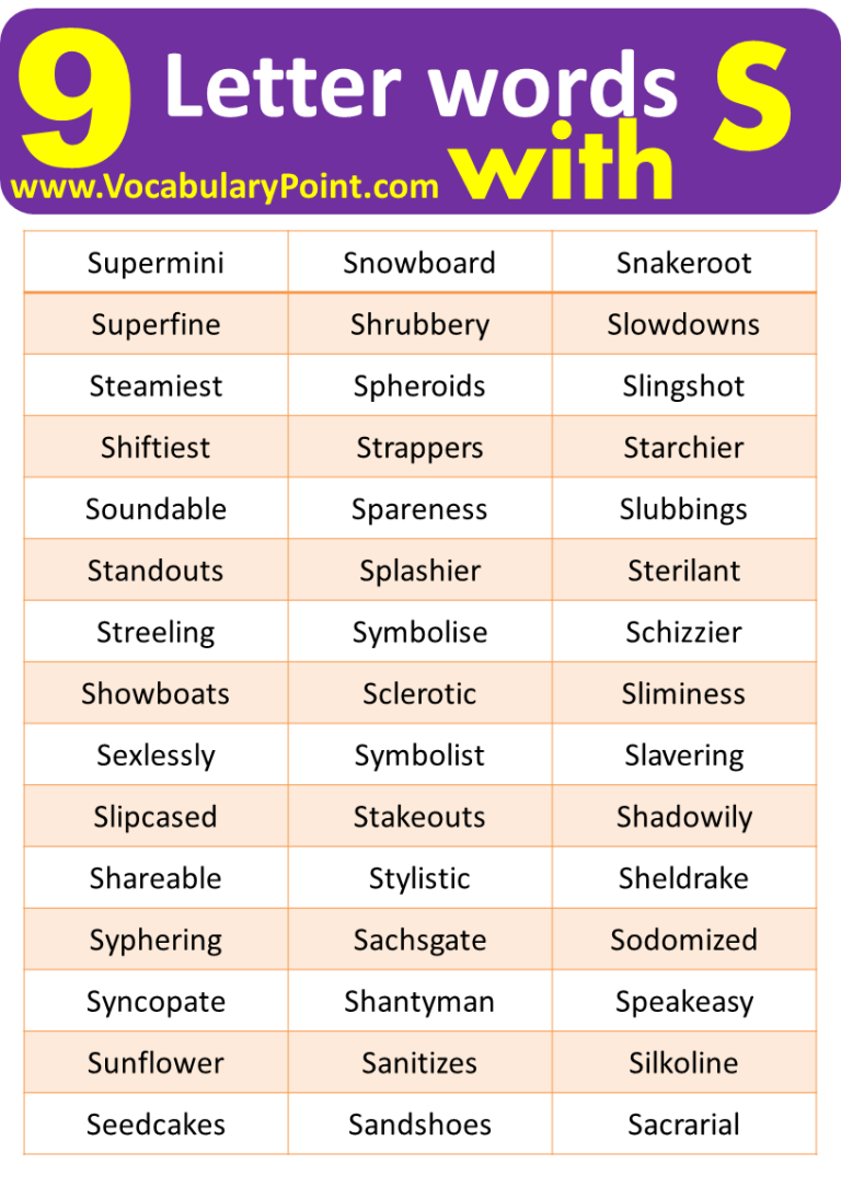 9 Letter Words Starting with S - Vocabulary Point