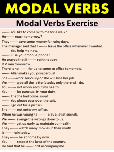 Modal Verbs in English (Modal Verbs Meaning and Modal Auxiliaries) - Vocabulary Point