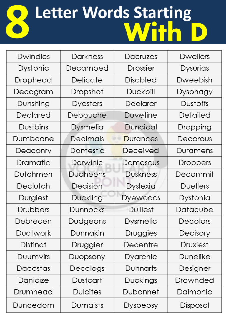 8 Letter Words Starting with D - Vocabulary Point