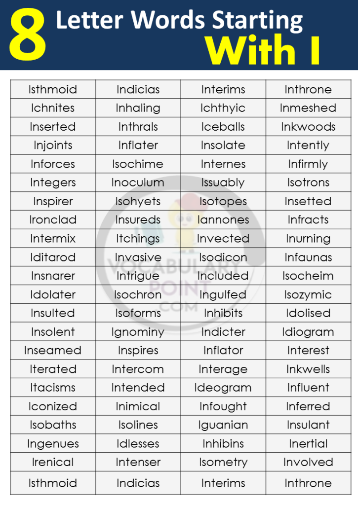 8 Letter Words Starting with I - Vocabulary Point