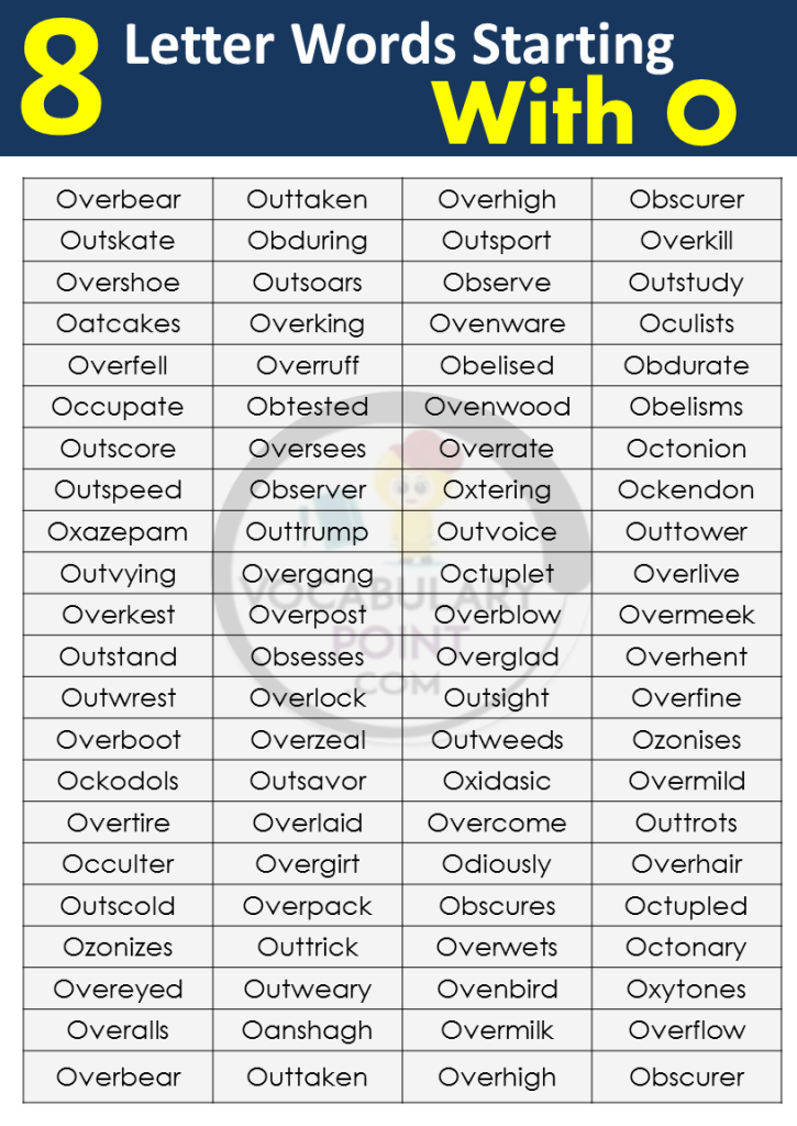 8 Letter Words Starting with O - Vocabulary Point