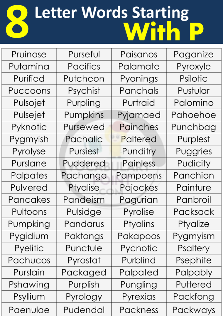 8 Letter Words Starting with P - Vocabulary Point