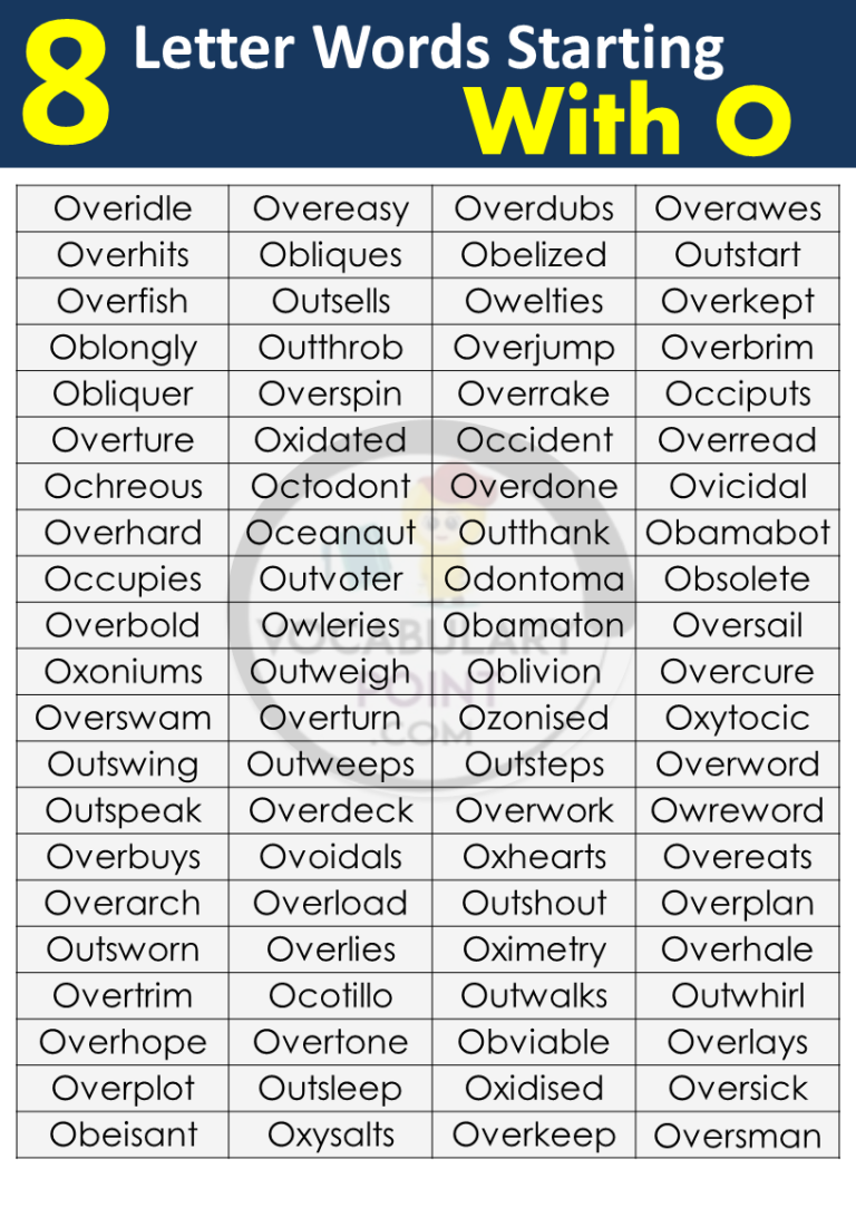 8 Letter Words Starting with O - Vocabulary Point