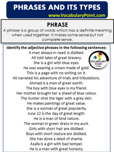 PHRASES AND ITS TYPES | TYPES OF PHRASES WITH EXAMPLES - Vocabulary Point