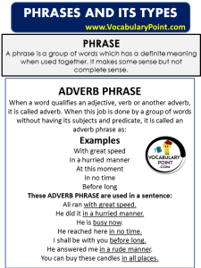PHRASES AND ITS TYPES | TYPES OF PHRASES WITH EXAMPLES - Vocabulary Point