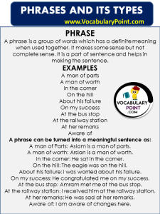 PHRASES AND ITS TYPES | TYPES OF PHRASES WITH EXAMPLES - Vocabulary Point