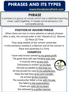 PHRASES AND ITS TYPES | TYPES OF PHRASES WITH EXAMPLES - Vocabulary Point