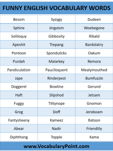 Funny English vocabulary words - Vocabulary Point