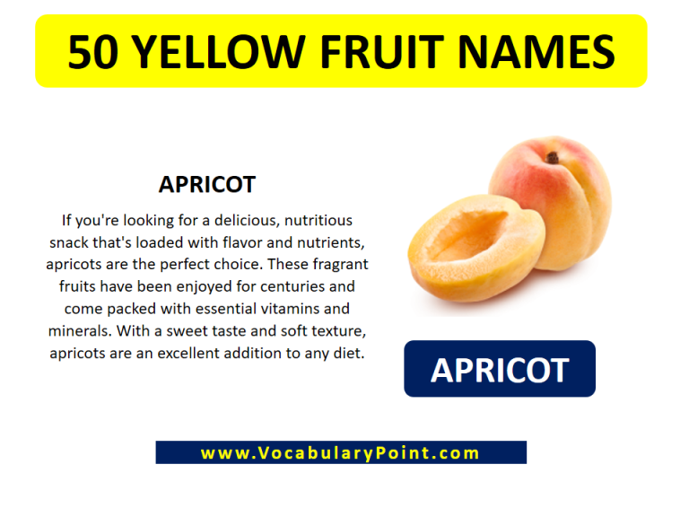 50 Yellow Fruit Names (List of Yellow Fruits) - Vocabulary Point