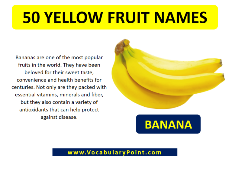 50 Yellow Fruit Names (List of Yellow Fruits) - Vocabulary Point