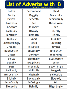 1000+ List of Adverbs A To Z (Adverbs Examples) - Vocabulary Point