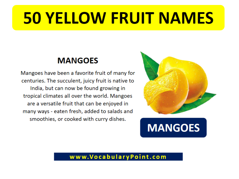 50 Yellow Fruit Names (List of Yellow Fruits) - Vocabulary Point