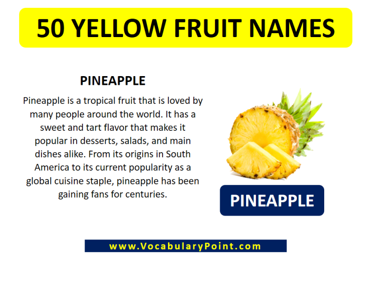 50 Yellow Fruit Names (List of Yellow Fruits) - Vocabulary Point