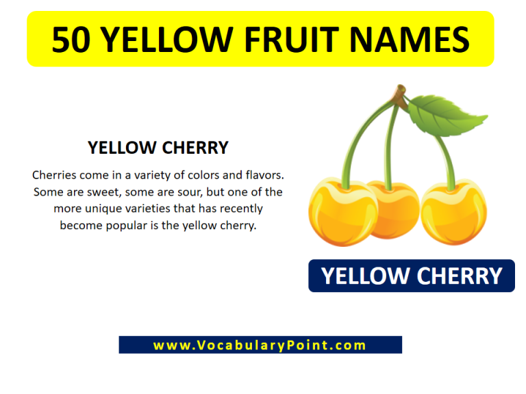 50 Yellow Fruit Names (List of Yellow Fruits) - Vocabulary Point