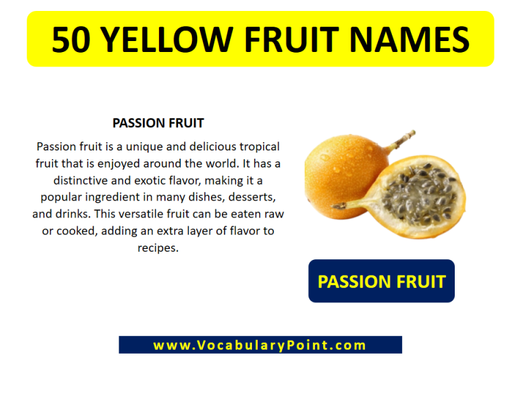 50 Yellow Fruit Names (List of Yellow Fruits) - Vocabulary Point