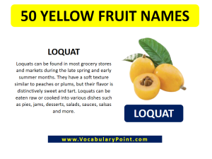 50 Yellow Fruit Names (List of Yellow Fruits) - Vocabulary Point