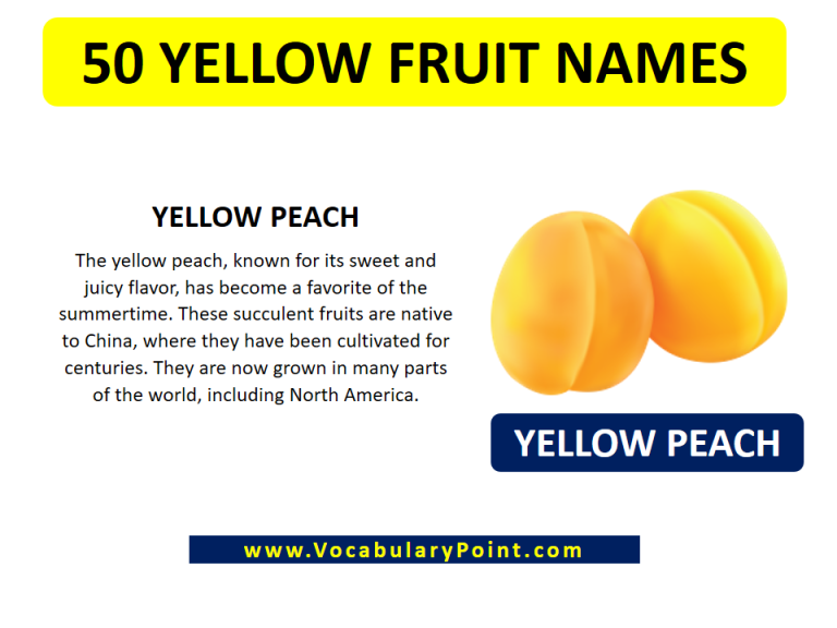50 Yellow Fruit Names (List of Yellow Fruits) - Vocabulary Point