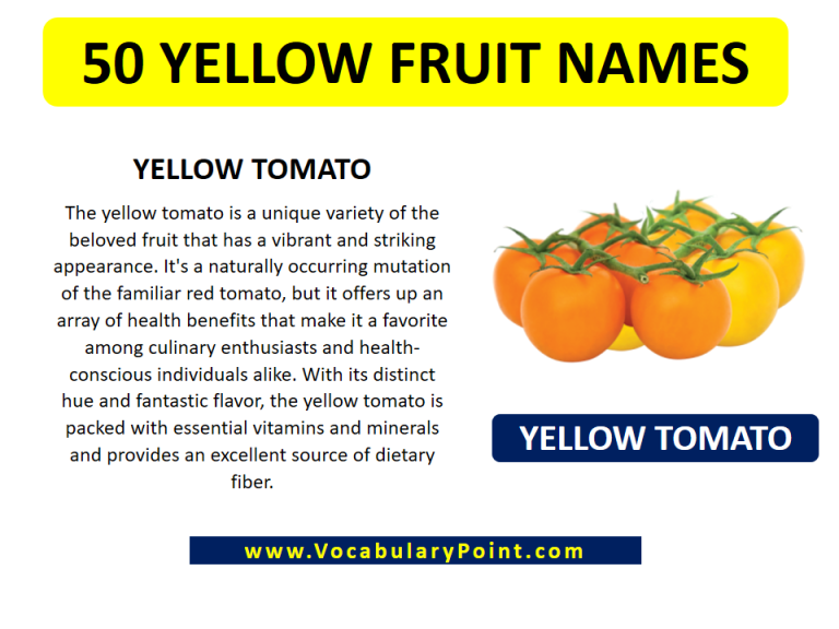 50 Yellow Fruit Names (List of Yellow Fruits) - Vocabulary Point
