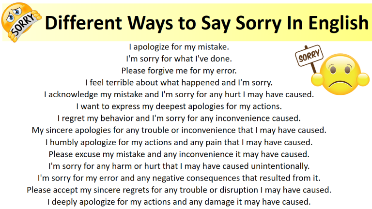 Different Ways To Say Sorry In English (Cute, Funny & Creative ...