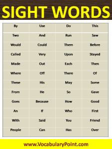 500 Most Common Sight Words List - Vocabulary Point