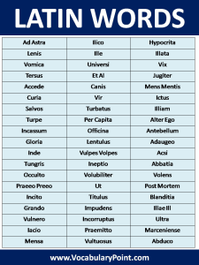 List Of Latin Words - Vocabulary Point