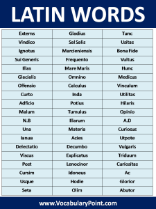 List Of Latin Words - Vocabulary Point
