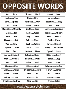 Opposite words in English - Vocabulary Point