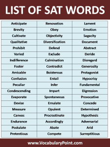 500+List of Sat Words - Vocabulary Point