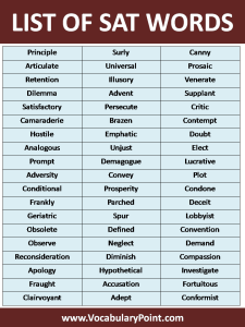 500+List of Sat Words - Vocabulary Point