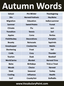 List of Beautiful Autumn Words - Vocabulary Point