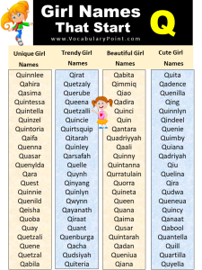 List of Unique Baby Girl Names That Start With Q - Vocabulary Point