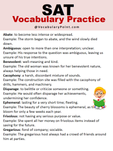 100 Best Sat Vocabulary Words ( Sat Words List ) - Vocabulary Point