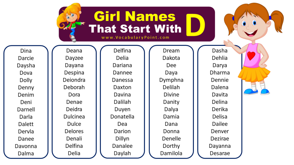 List Of Unique Baby Girl Names that Start With D - Vocabulary Point