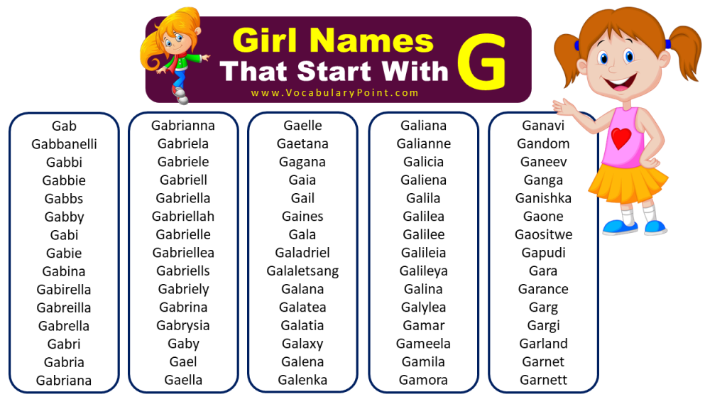 List Of Unique Baby Girl Names That Start With G - Vocabulary Point