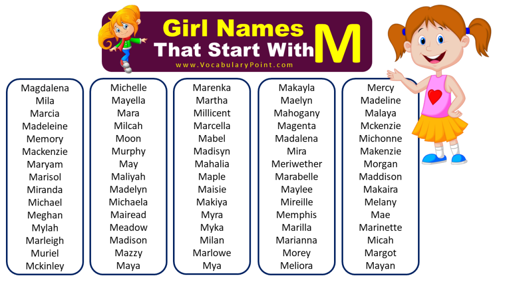List Of Unique Baby Girl Names That Start With M - Vocabulary Point