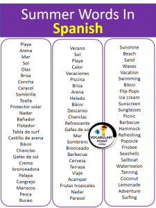 Summer Words In Spanish - Vocabulary Point