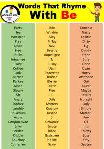 Words That Rhyme with Be - Vocabulary Point