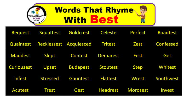 Words That Rhyme with Best - Vocabulary Point