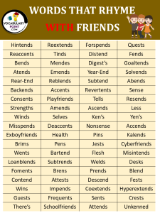 Words That Rhyme with Friends - Vocabulary Point