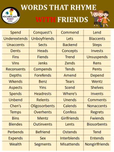 Words That Rhyme with Friends - Vocabulary Point